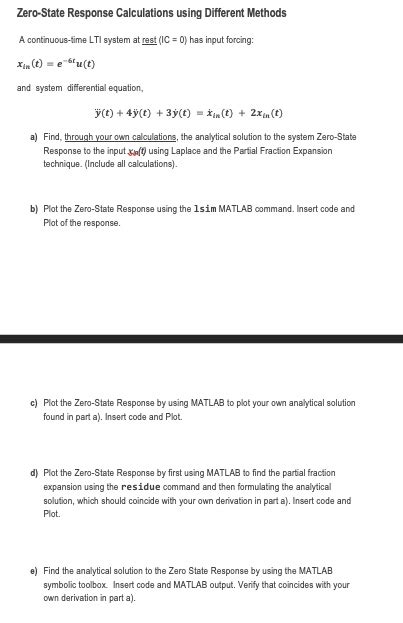 solved zero state response calculations using different
