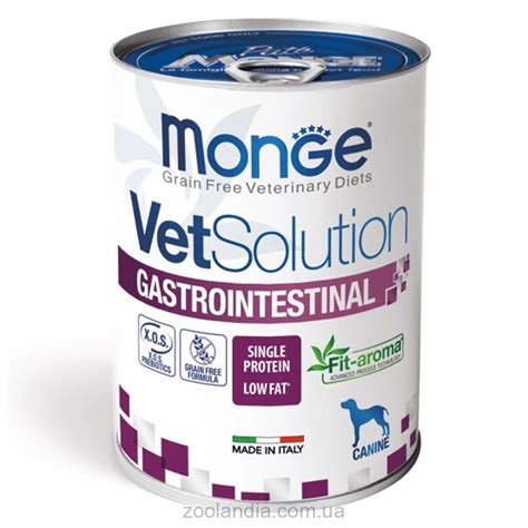 Monge (Монж) VetSolution Gastrointestinal Adult Low Canine Wet Fat Dog ...