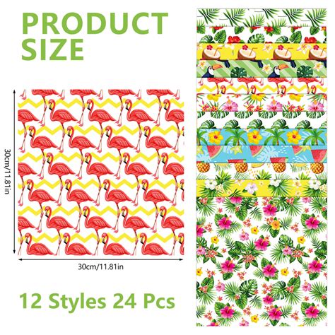 24 Sheets Wrapping Paper 30x30cm Summer Hawaii Style Wrapping Paper