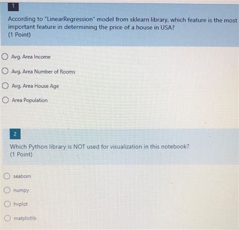 Solved 1 According To Linearregression Model From Sklearn