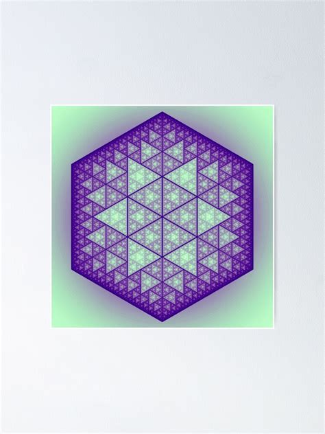 Sierpinski Triangle Hexagram Star Violet Turquoise Poster For Sale