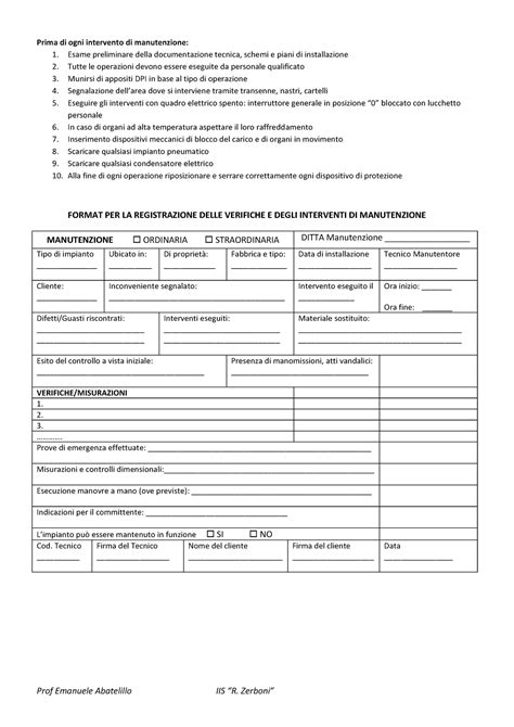 5 Esempio DI Format PER LA Registrazione Delle Verifiche E Degli