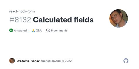 Calculated Fields React Hook Form Discussion GitHub