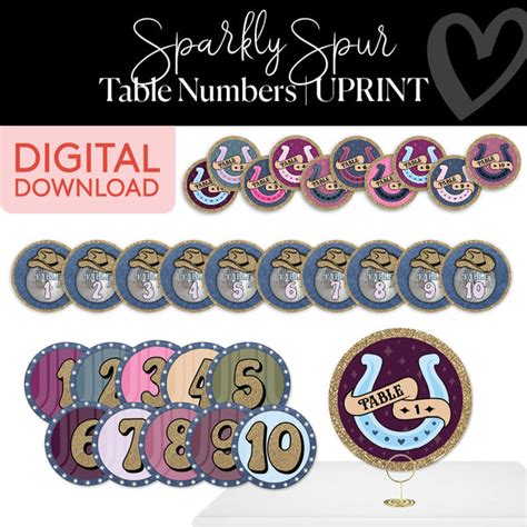 Table Numbers Sparkly Spur Printable Classroom Decor Schoolgirl