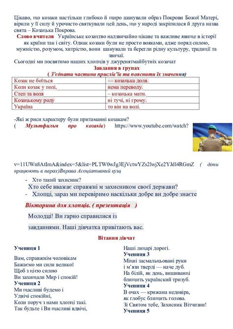 День захисника України Конспект Виховна робота