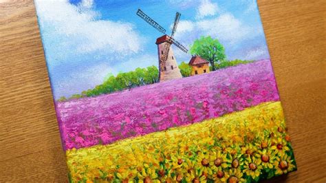 [ 풍차와 꽃밭 꽃밭 풍경 그리기 ] Windmills And Flower Garden Drawing A Flower