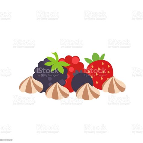 과일 파르페와 과일 소프트 크림 다양한 디저트 도넛 마카롱 초콜릿으로 장식되어 있습니다 거품 내기에 대한 스톡 벡터 아트 및