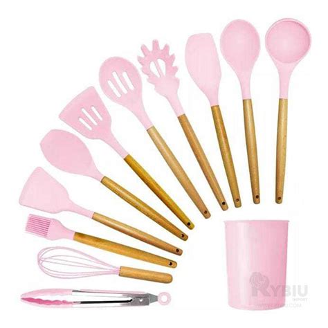 Juego De Utensilios De Cocina De Silicona Rosa Promart
