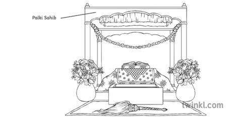Palki Sahib Black And White Illustration Twinkl