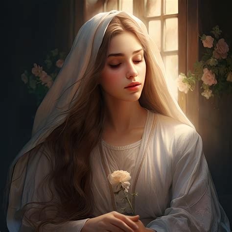 Hermosa virgen maría nuestra señora estilo pintado ilustración de obra de arte cristiana santa