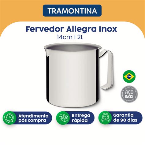Fervedor Caneco Leiteira Leite Café Tramontina Allegra Indução Aço Inox