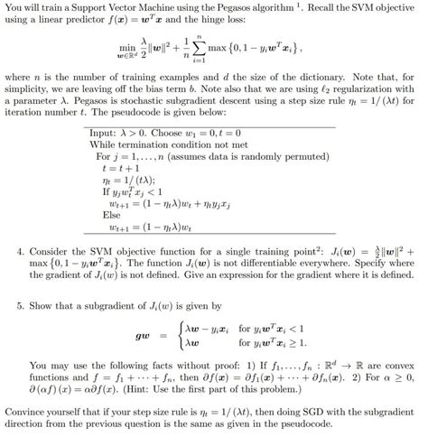 Solved You Will Train A Support Vector Machine Using The Chegg