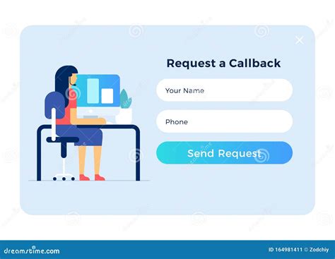 Callback Popup Character Ui Stock Vector Illustration Of Answer