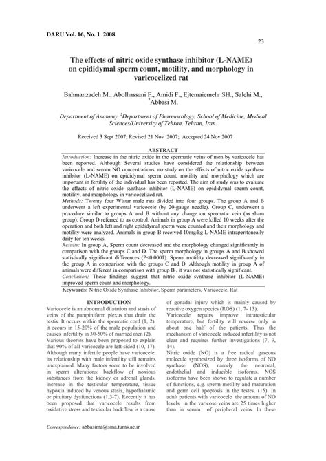 Pdf The Effects Of Nitric Oxide Synthase Inhibitor L Name On