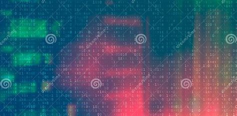 digital binary code on dark red background data breach stock vector