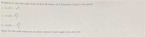 solved use the unit circle to find all values of theta