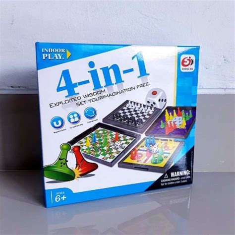 Promo Mainan Ular Tangga Magnet Board Game Magnetic 4 In 1 Catur Ludo