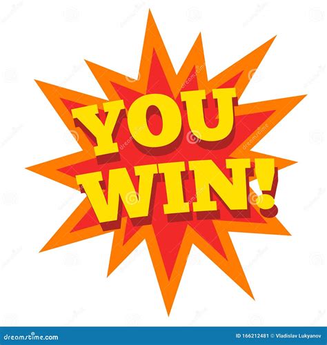 You Win Text Sign On Explosion Blast As Game Symbol Or Comic Humor