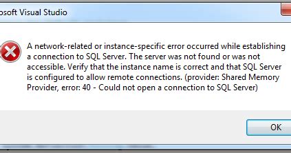 Solved A Network Related Or Instance Specific Error Occurred While
