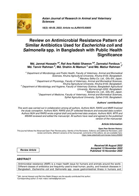 Pdf Review On Antimicrobial Resistance Pattern Of Similar Antibiotics Used For Escherichia