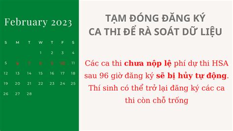 VNU CET Thông báo tạm đóng đăng ký đợt thi HSA 304 308 đến 15h30