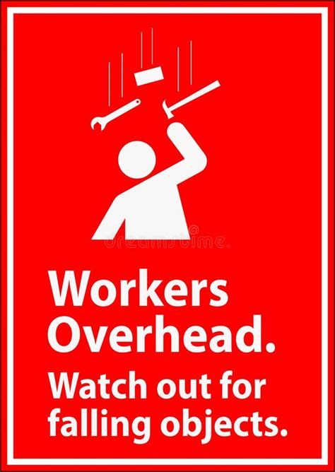 Warning Falling Debris Sign Workers Overhead Falling Objects Stock Vector Illustration Of