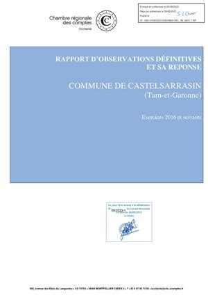 Calaméo Rapport d observations définitives et sa réponse CRC 2016 2022