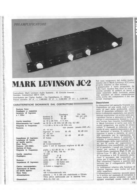 Mark Levinson Jc2 Hifi Emozioni Allascolto