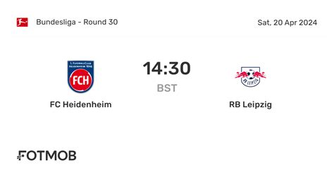 Fc Heidenheim Vs Rb Leipzig Live Score Predicted Lineups And H2h Stats