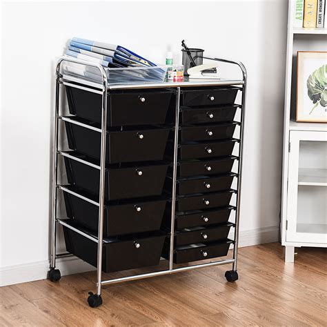 Topbuy Rolling 15 Drawer Organizer Cart Rolling Cart With Wheels