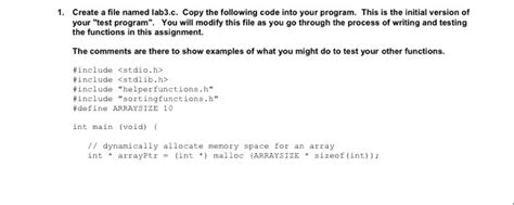 Solved Create A File Named Lab C Copy The Following Chegg Com