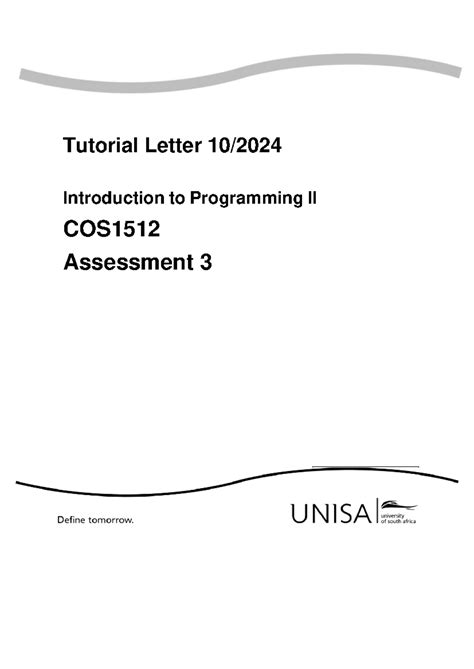 Assignment 3 Tutorial Letter 103 2024 Tutorial Letter 10