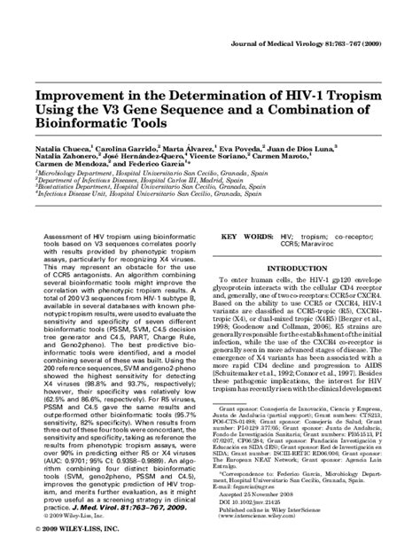 Pdf Improvement In The Determination Of Hiv 1 Tropism Using The V3