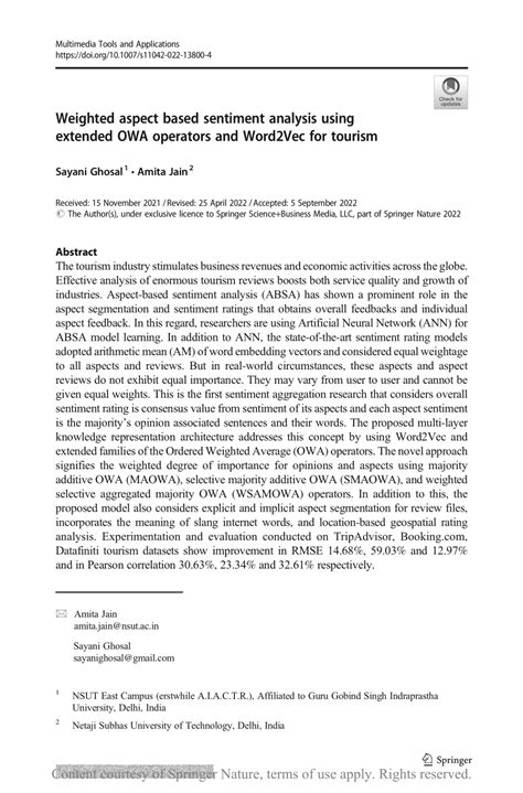 weighted aspect based sentiment analysis using extended owa operators