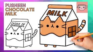 How To Draw Pusheen Cat Strawberry Milk Carton Cute Easy Step By Step
