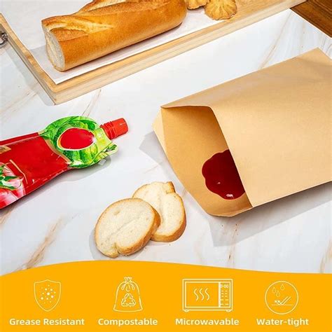 Bopp Sealable Greaseproof Flat Brown Kraft Paper Food Bags Pouch For