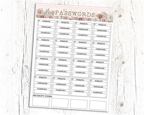 Password Tracker Full Page Cover Planner Stickers Functional
