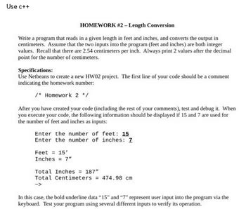 Answered Use C HOMEWORK 2 Length Conversion Write A Program That