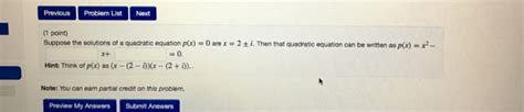 solved previous problem list next 1 point suppose p x is