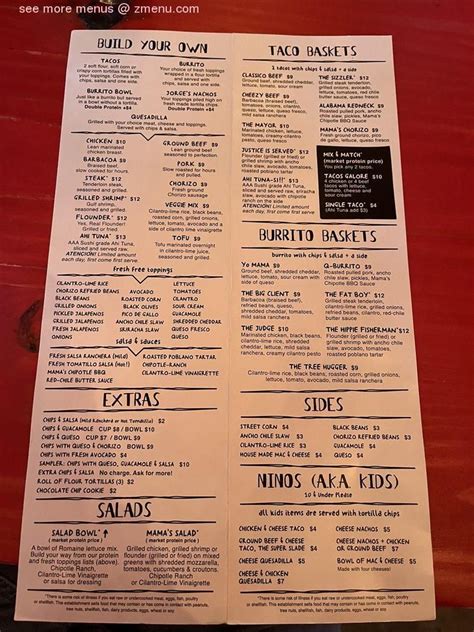 Menu At Taco Mama Lawndale Restaurant Greensboro