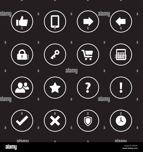 JPEG White Flat Icon Set With Circle Frame For Web Design UI Infographic And Mobile Apps
