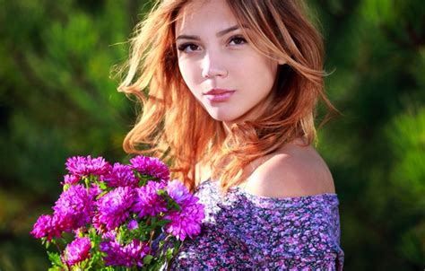 Download Wallpaper Look Flowers Face Alicia Love Section Girls In Resolution 5760x3784
