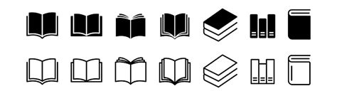 Jeu Dicônes De Livre Icônes De Livre Noir Symbole Du Livre De Plan