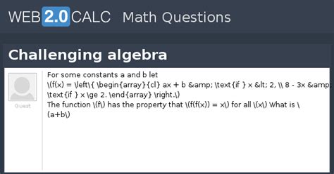 View Question Challenging Algebra
