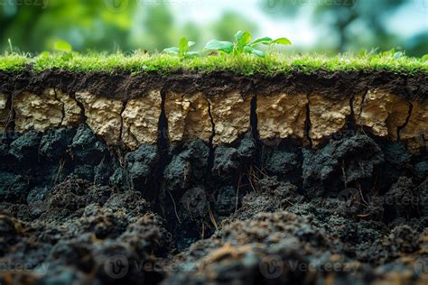 Environmental Concept Cross Section Of Healthy Soil Ecosystem With New