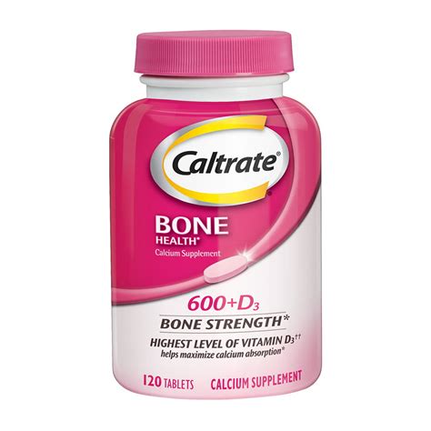 Caltrate Bone Health 600 Plus D3 Calcium Supplement Tablets 120 Ea