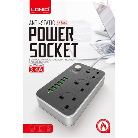 Ldnio Sc3604 6 Usb 3 Power Socket Desktop Usb Fast Charger Extension Shopee Malaysia