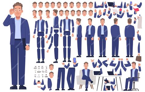 Premium Vector Business Man Character Constructor Manager Set Body