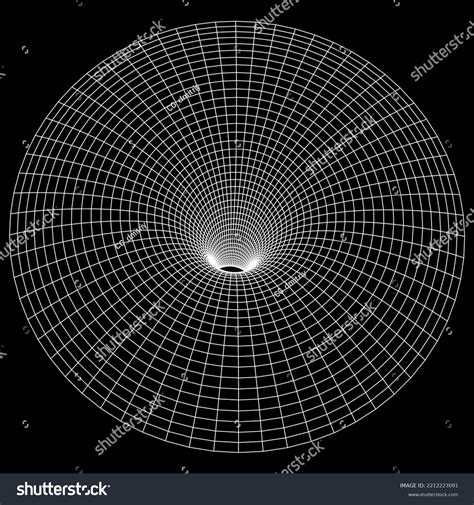 Wormhole Tunnel Mesh Objects Network Wireframe Stock Vector Royalty