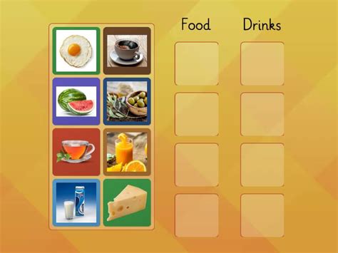Classify Food And Drinks Group Sort